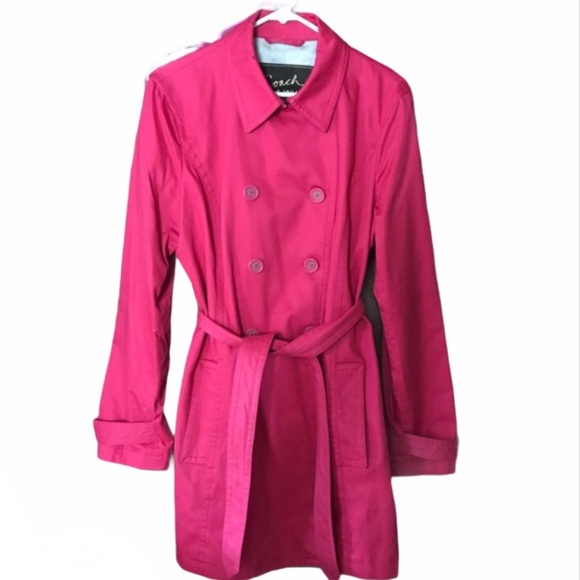 Coach | Jackets & Coats | Coach Hot Pink Short Trench Coat Ladies Large ...